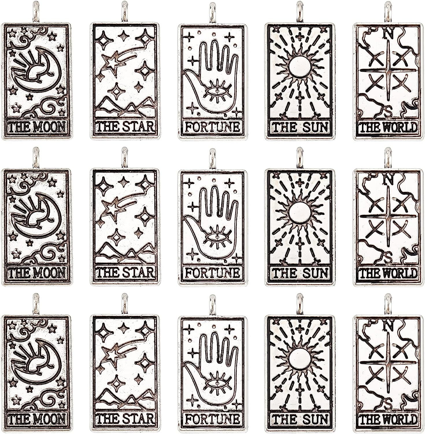 1 Box 30Pcs 5 Style Tarot Charms Tarot Card Charms Evil Eyes Moon Star ...