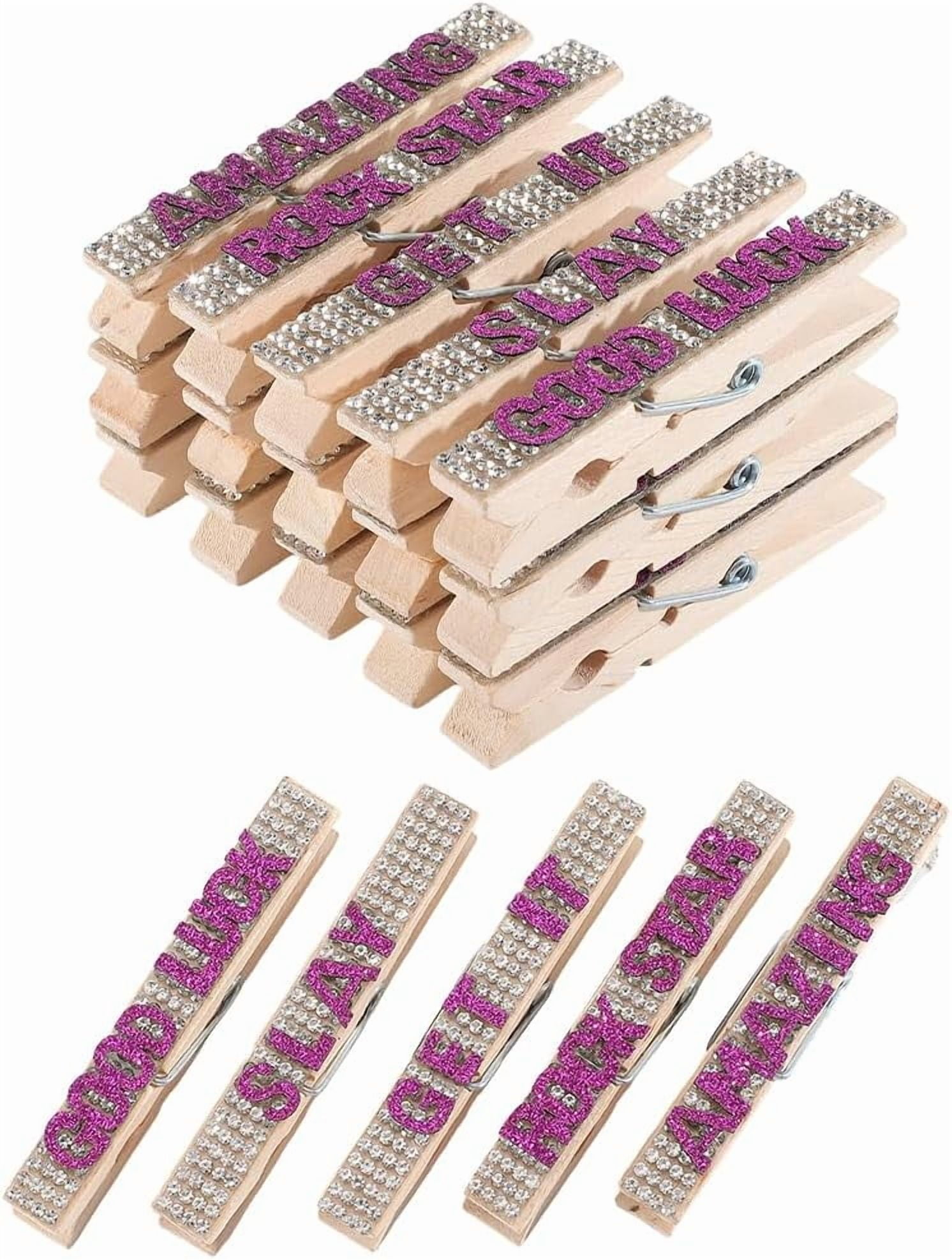 1 Box 30Pcs 5 Styles Pink Cheer Spirit Pins Rhinestone Cheer Pin ...