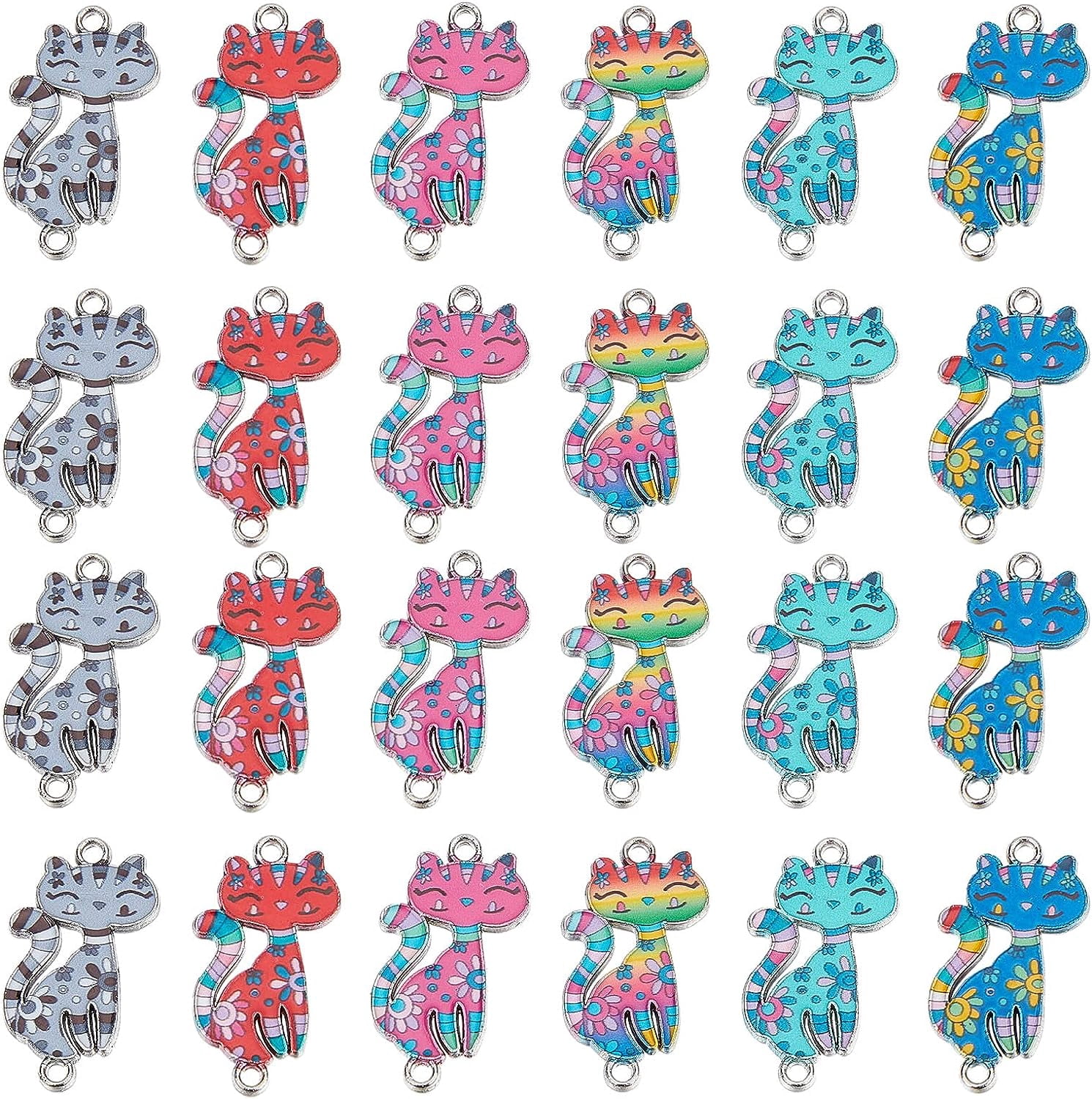 1 Box 30Pcs 6 Colors Cat Charm Bulk Cats Charms Pet Link Charm Colorful ...