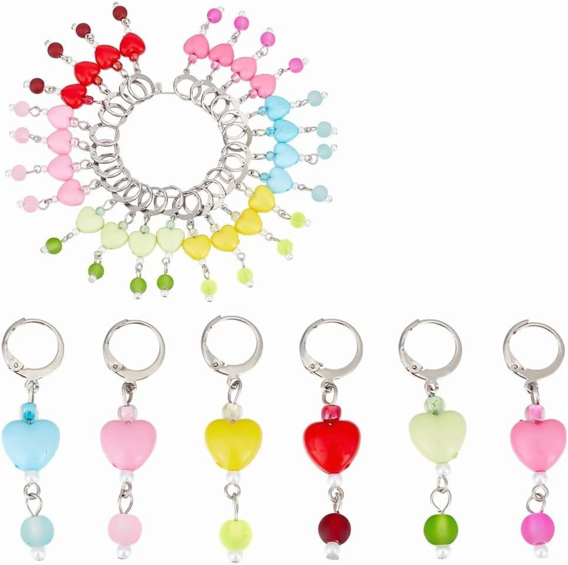 1 Box 30Pcs 6 Colors Heart Crochet Markers Glass Stitch Marker Colorful ...