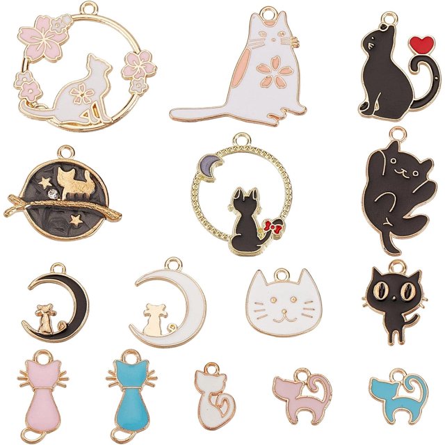 1 Box 30Pcs Cat Charms Enamel Charms Cats Head Dainty Kitty Charm Cute ...