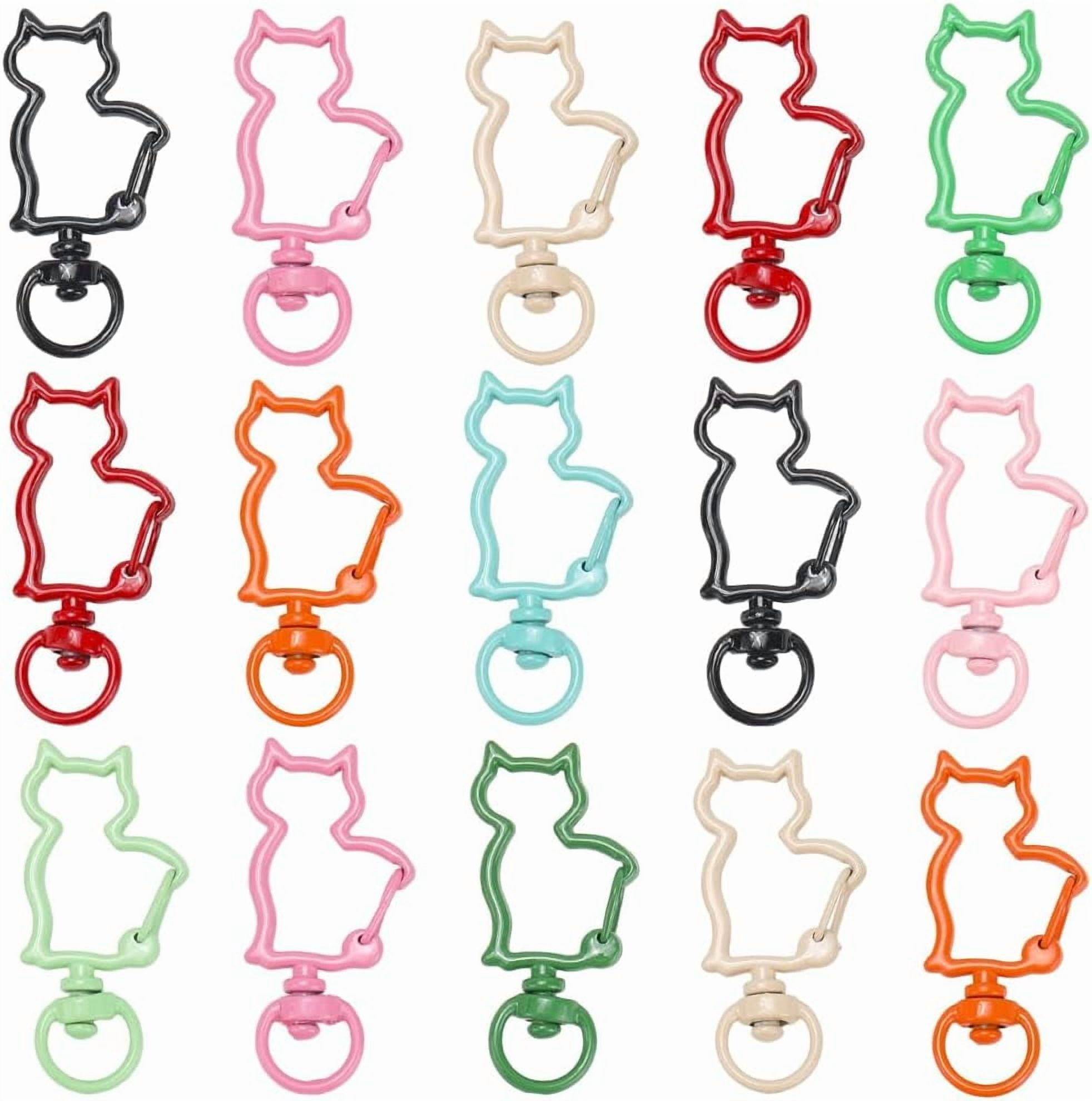 1 Box 30Pcs Cat Shaped Keychain Clasp Colorful Swivel Clasps Random ...