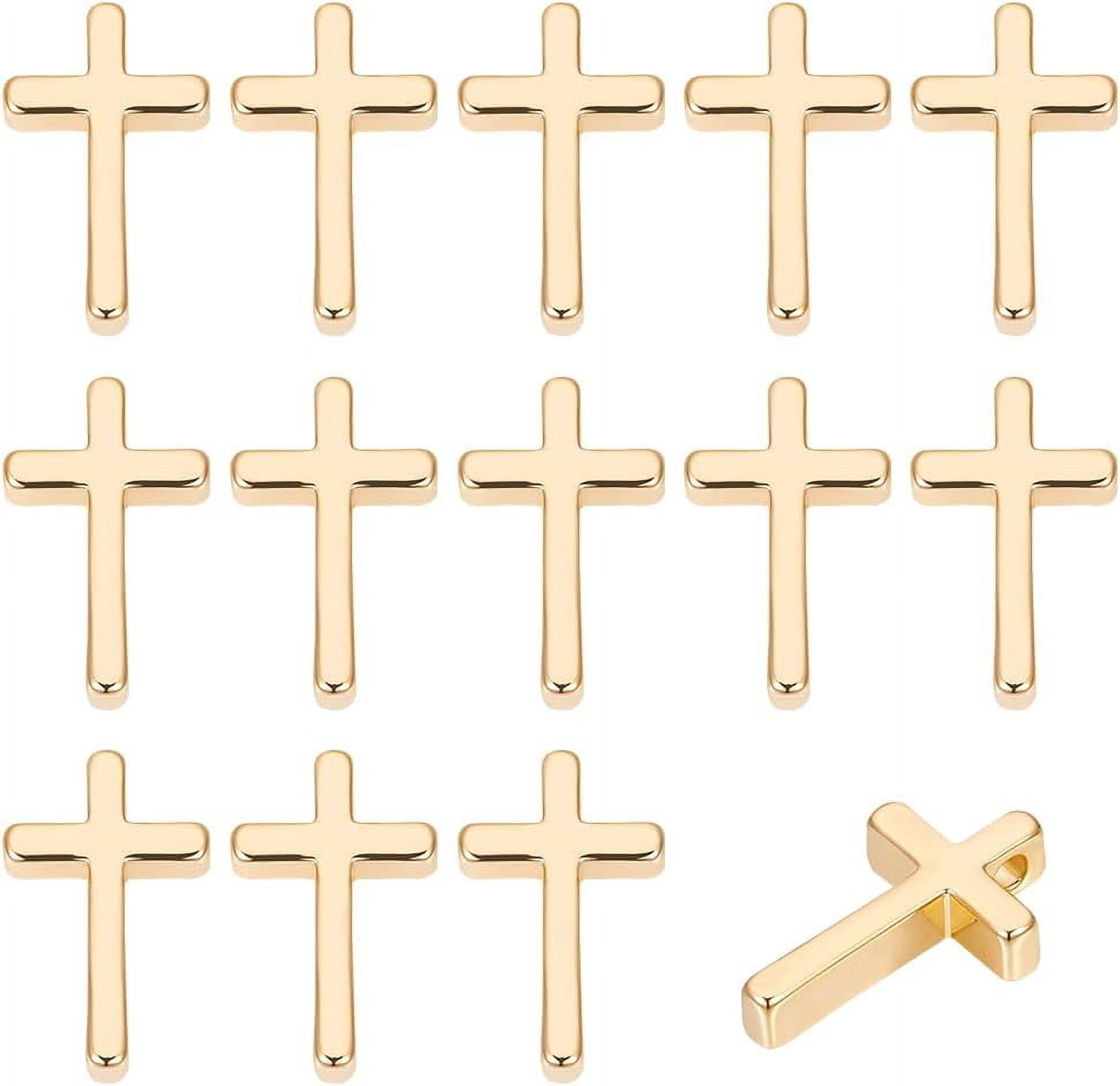 1 Box 30Pcs Charms Real 18K Gold Plated Brass Crucifix Charms 13x8.5mm ...