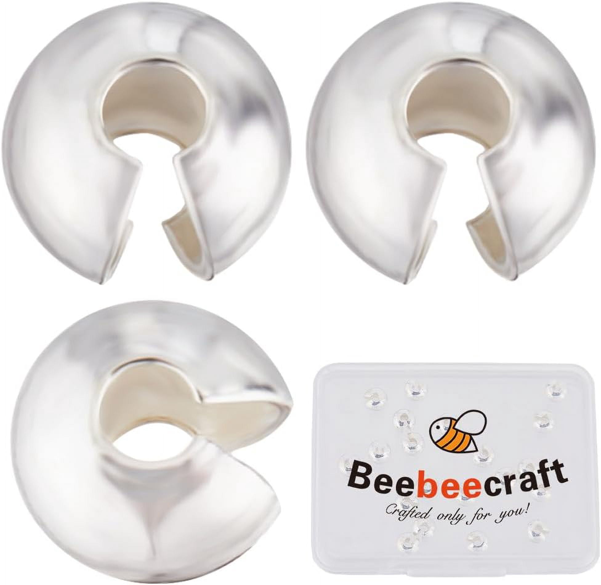 1 Box 30Pcs Crimp Bead Covers 925 Sterling Silver Flat Round Bead Tips ...