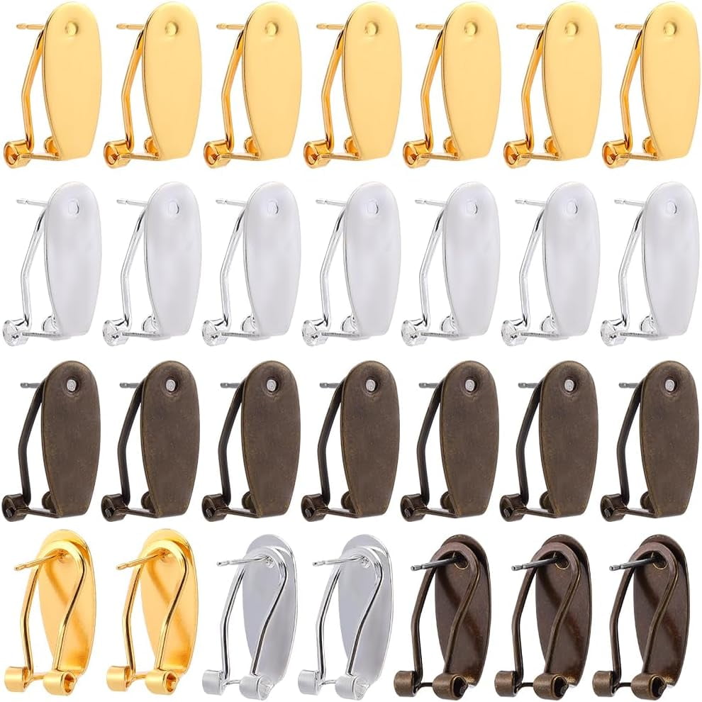 1 Box 30Pcs Earring Post Clips Fingernail Earring Posts Bulk French ...
