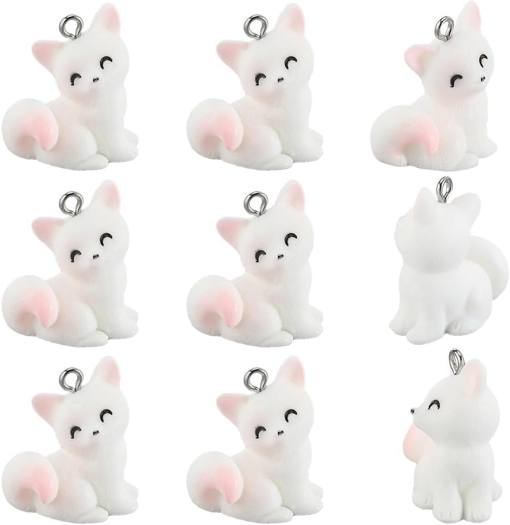 1 Box 30Pcs Fox Resin Charms Cute Fox Charm Bulk Small 3D White Pink ...