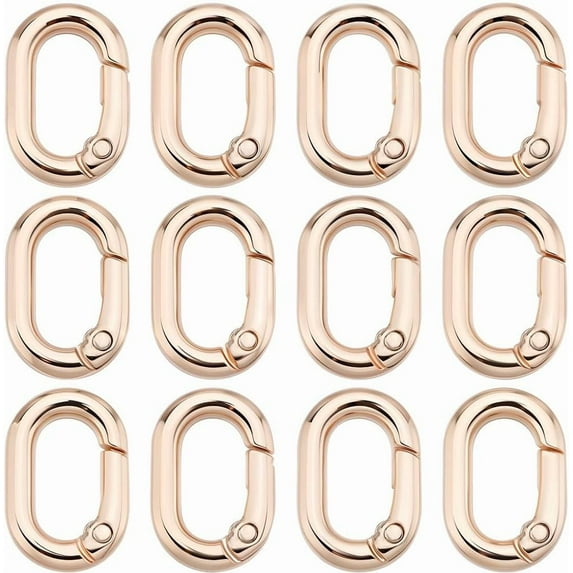 1 Box 30Pcs Gold Oval Ring Carabiner Spring Key Rings Small Metal ...