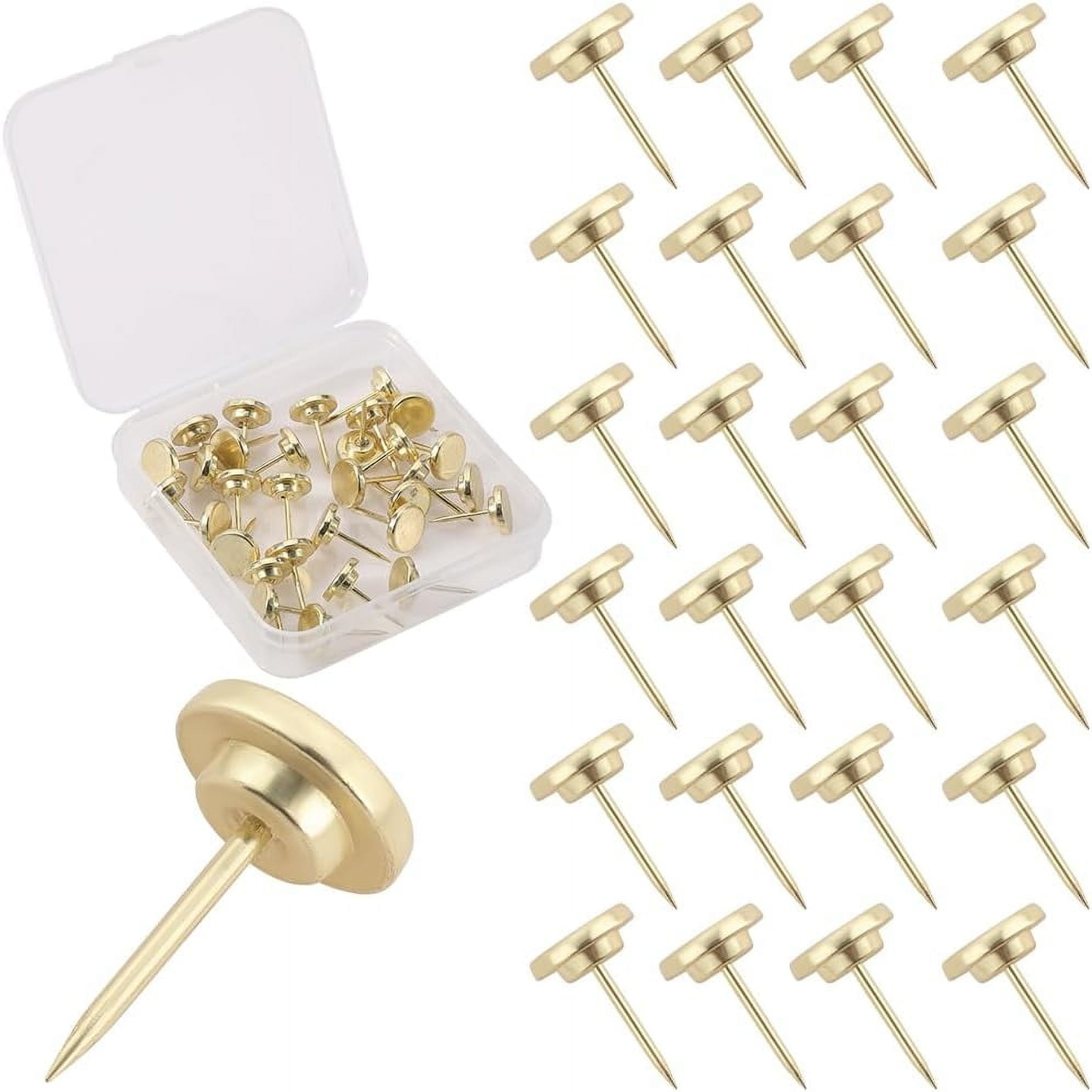 1 Box 30Pcs Gold Push Pins Bulk Metal Zinc Alloy Flat Round Thumb Tacks ...
