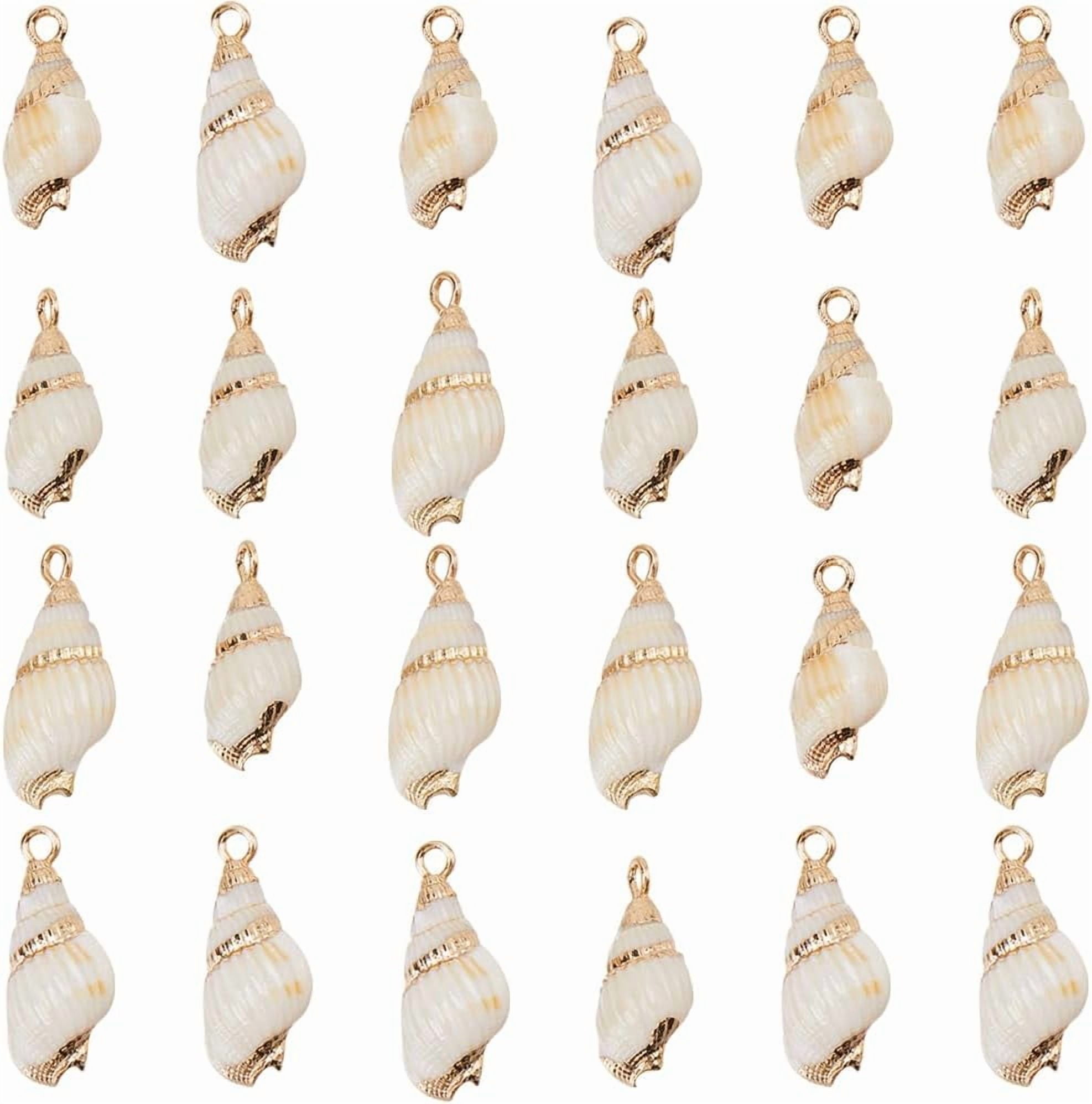 1 Box 30Pcs Gold Shell Charms Conch Charm Bulk Natural White Summer ...