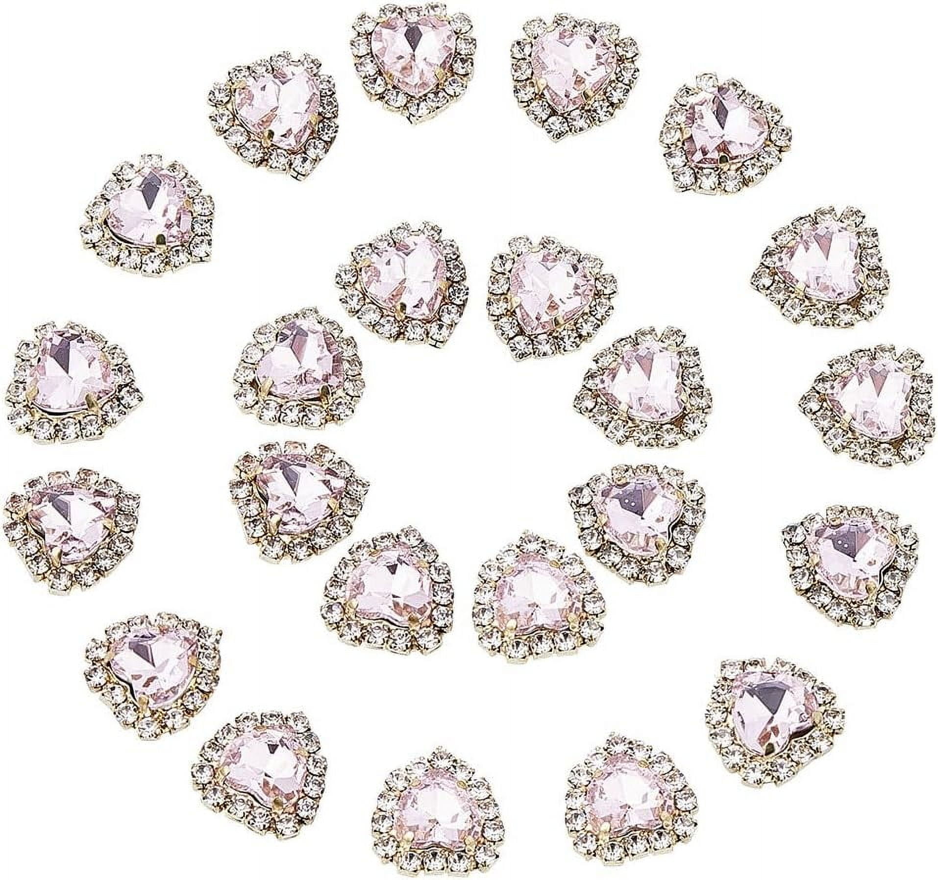 1 Box 30Pcs Heart Sewing Gems Sew On Rhinestone Light Rose Heart Inlay ...