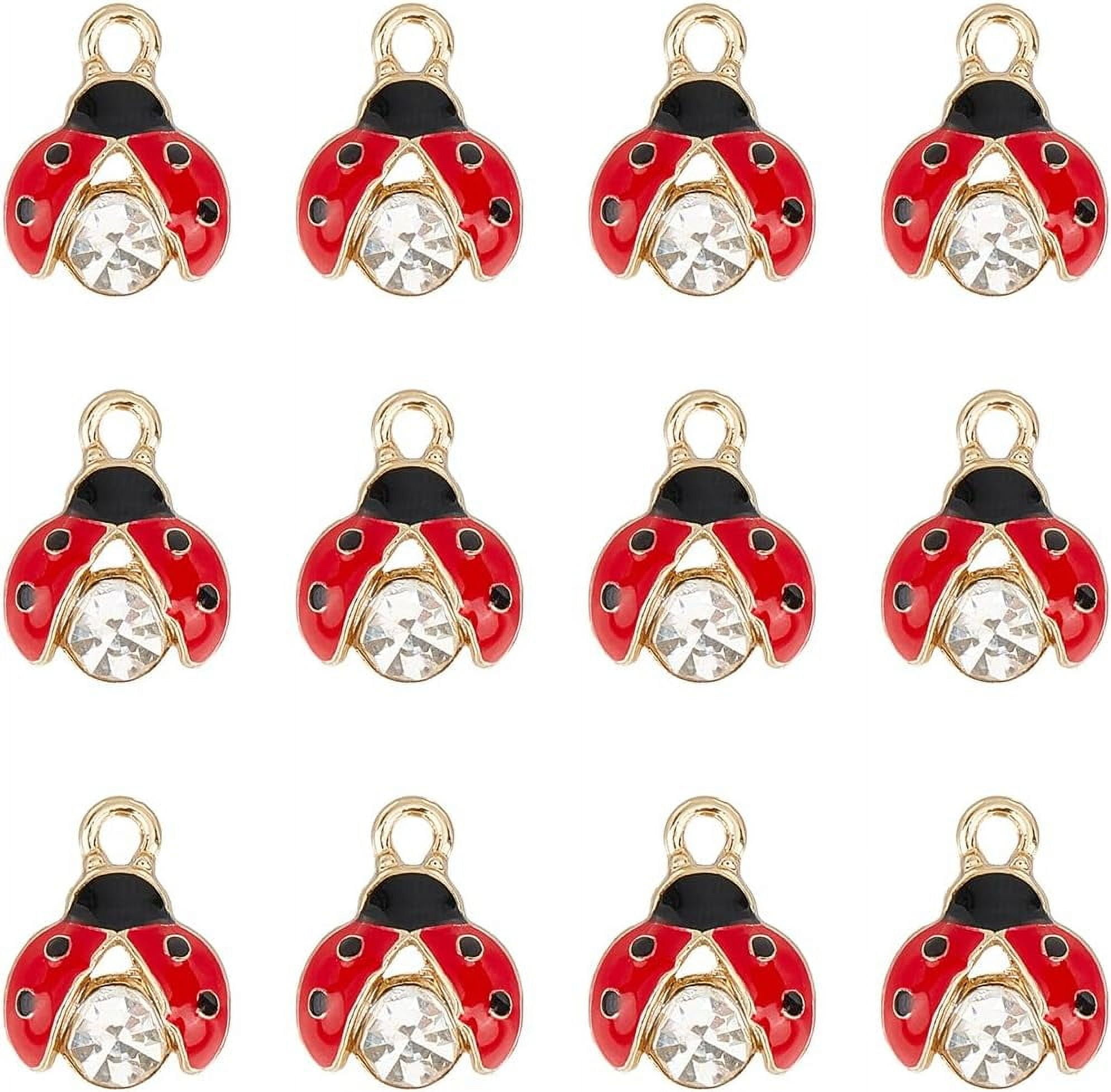 1 Box 30Pcs Ladybug Charms Lady Bug Charm Small Alloy Gold Rhinestone ...