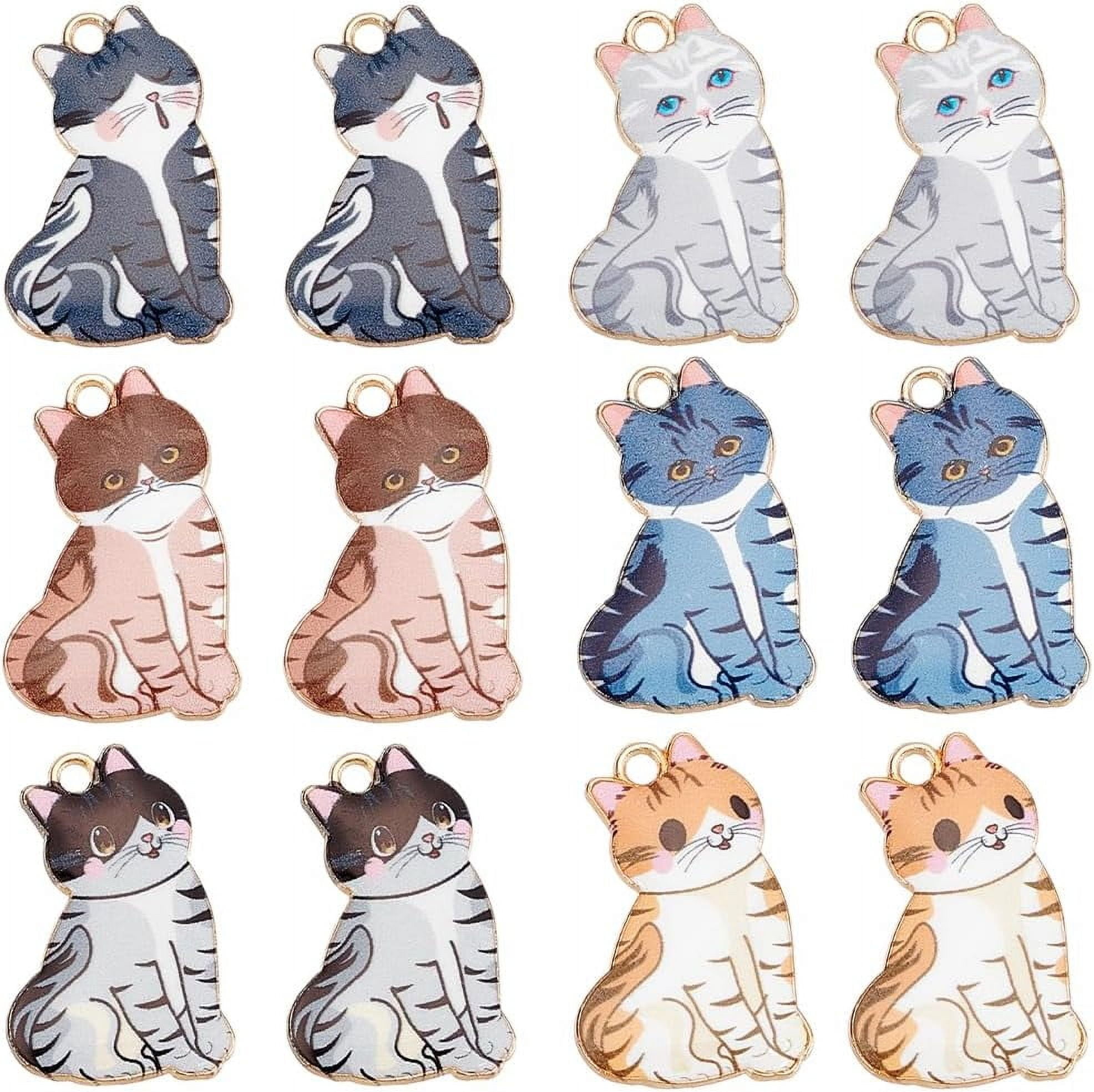 1 Box 30Pcs Random Color Enamel Cat Charms Bulk Cute Animals Charms ...