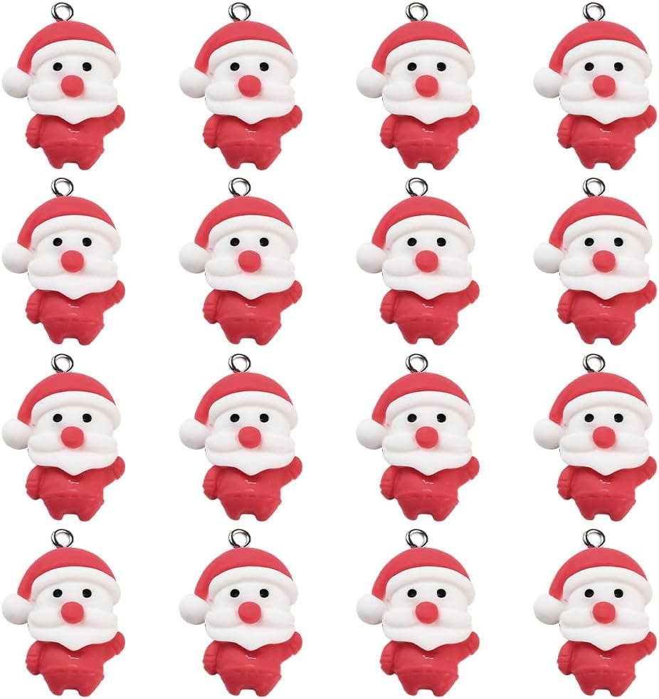 1 Box 30Pcs Santa Claus Charms Christmas Resin Charm Bulk Winter Xmas ...