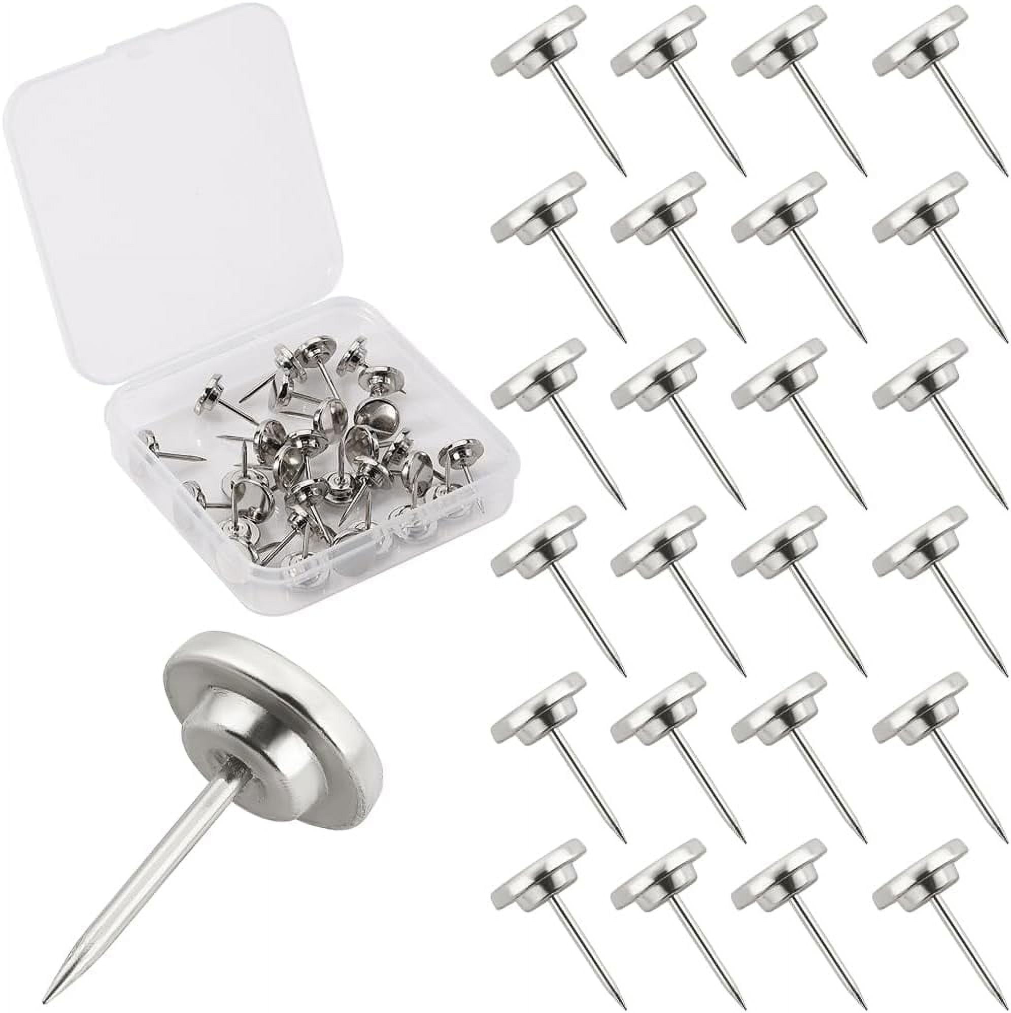 1 Box 30Pcs Silver Thumb Tacks Bulk Metal Zinc Alloy Flat Round Wall ...