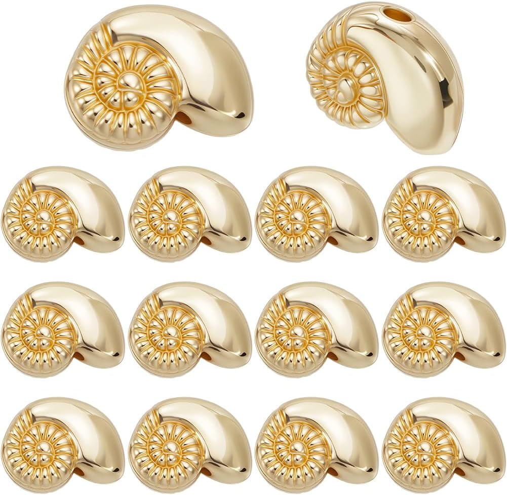 1 Box 30Pcs Snail Shell Beads 14K Gold Plated Ocean Theme Sea Shell ...