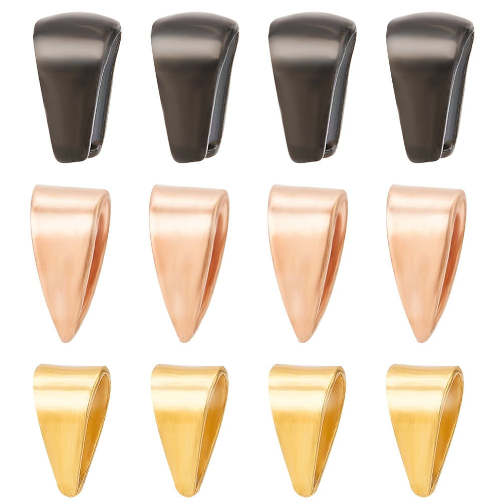 1 Box 30Pcs Stainless Steel Pinch Bails Rose Gold Black Snap on Pendant ...