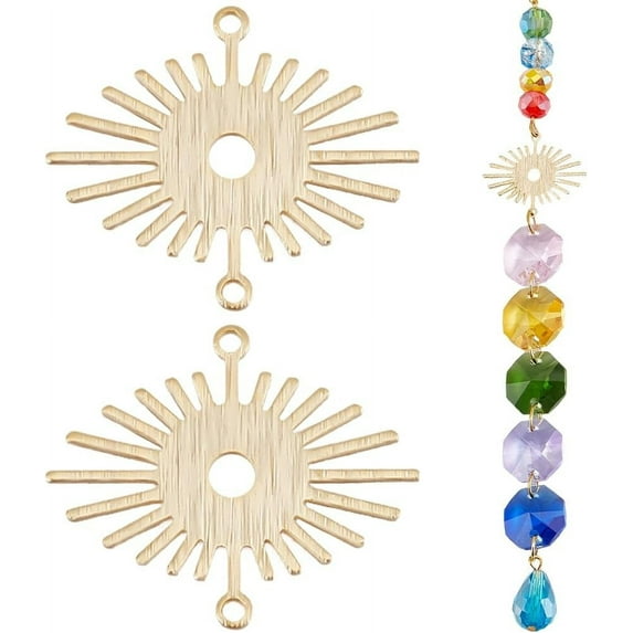 1 Box 30Pcs Sun Connector Charms Real 24K Gold Plated Sun Shaped Charm ...