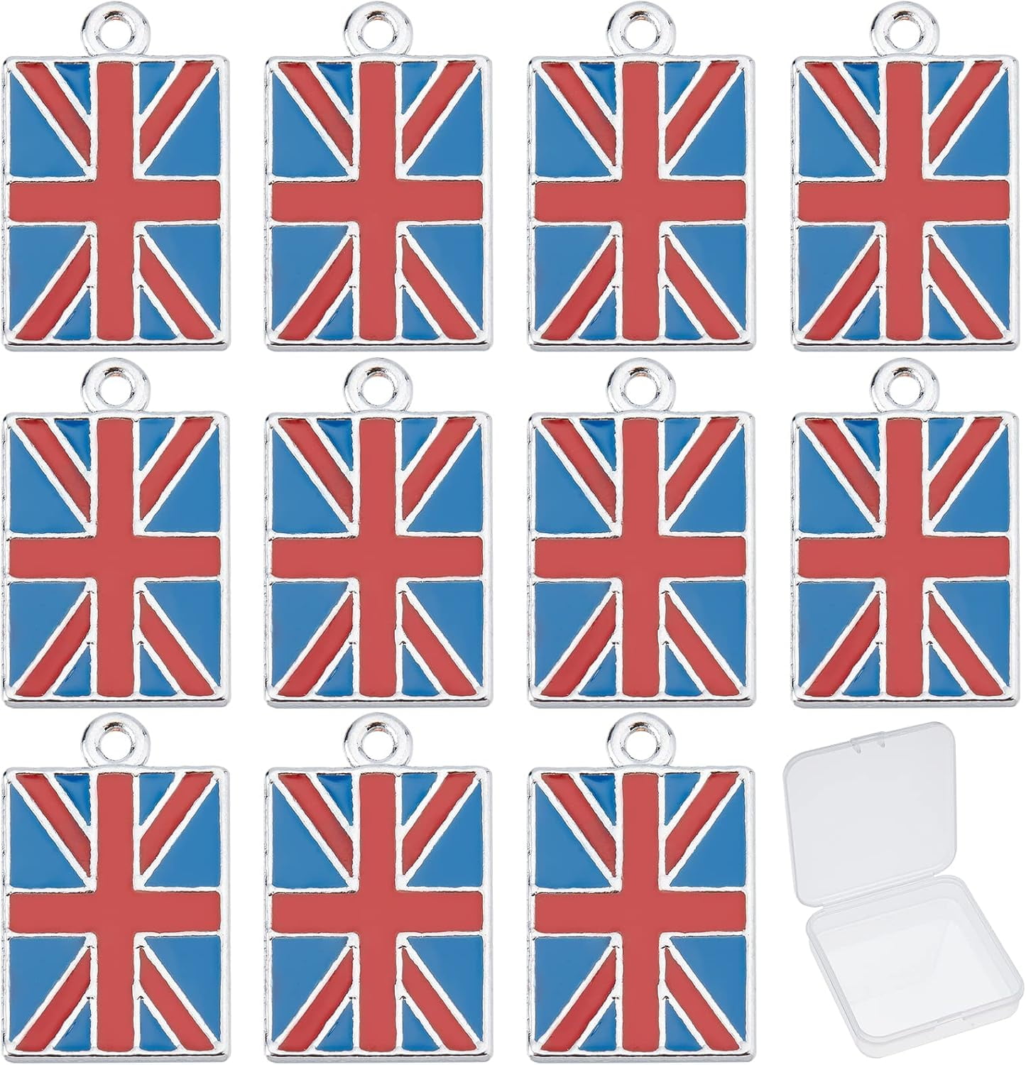 1 Box 30Pcs UK Flag Charms Patriotic Double-Sided Enamel British Union Jack Keyring Car Bag ...