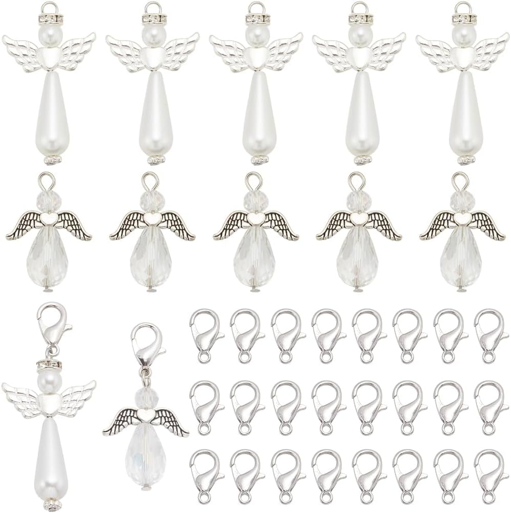 1 Box 30pcs Angel Clasp Charms Stitch Marker Charm Bulk White Acrylic ...