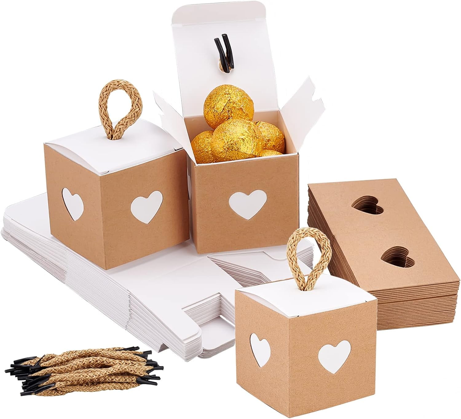 1 Box 30pcs Kraft Paper Favor Boxes Cube Gift Boxes Wedding Favour ...