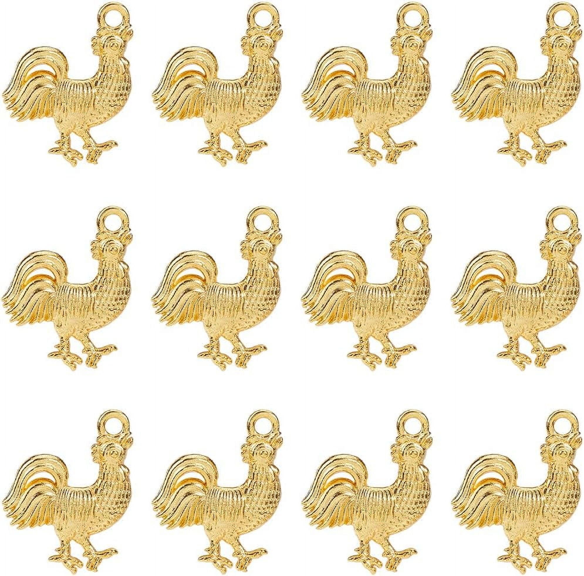 1 Box 30pcs Real 18K Gold Plated Chicken Charms Rooster Charms Alloy Metal Golden Cute Figures ...