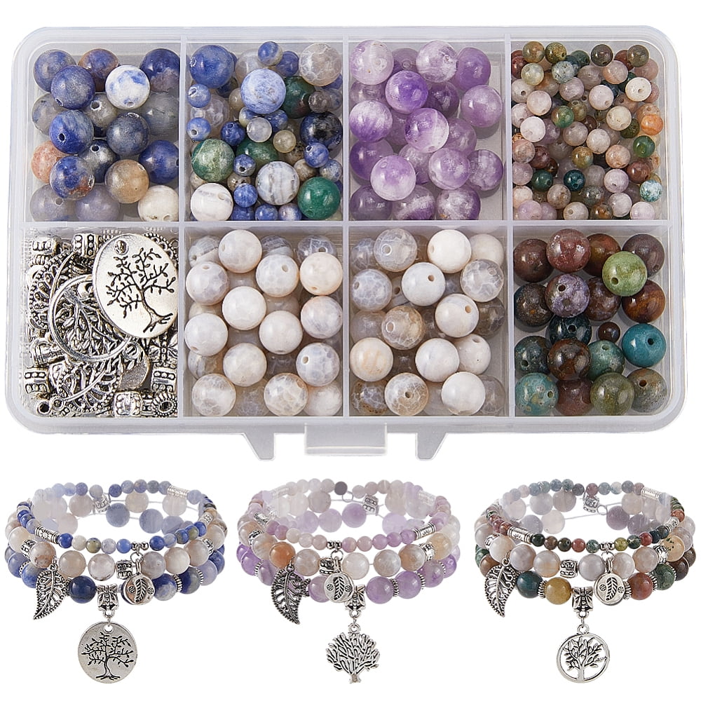 1 Box 310Pcs DIY 3 Sets Bracelet Making Kits Tree of Life Charms Leaf ...