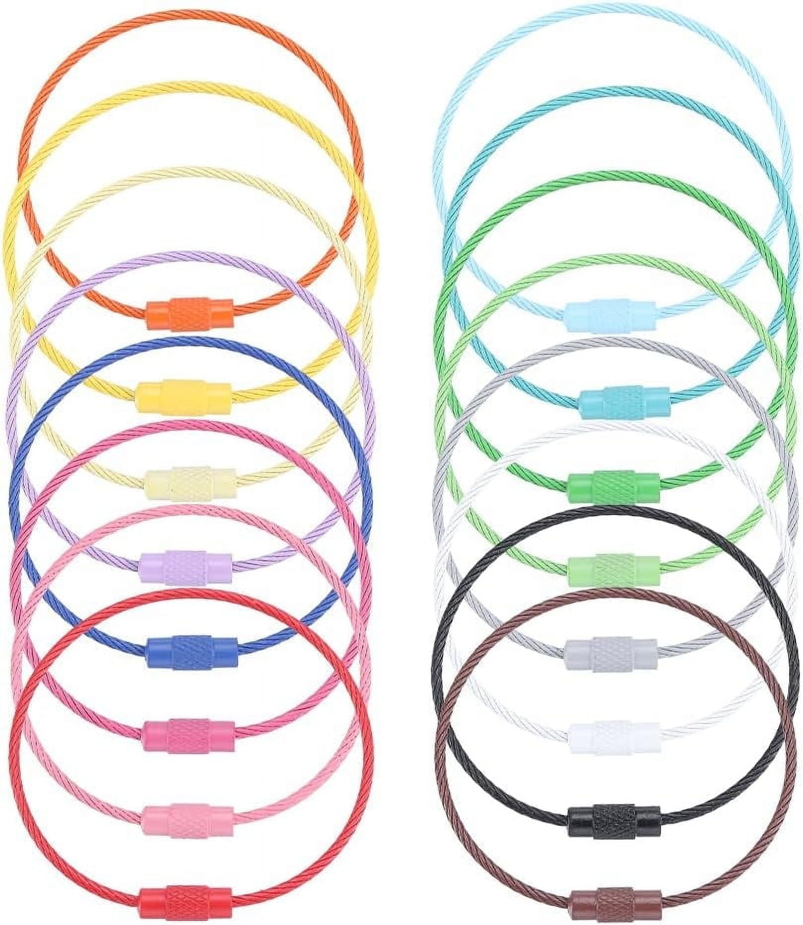 1 Box 32 Pack Stainless Steel Loops 1.5mm Colorful Wire Keychain Cable ...