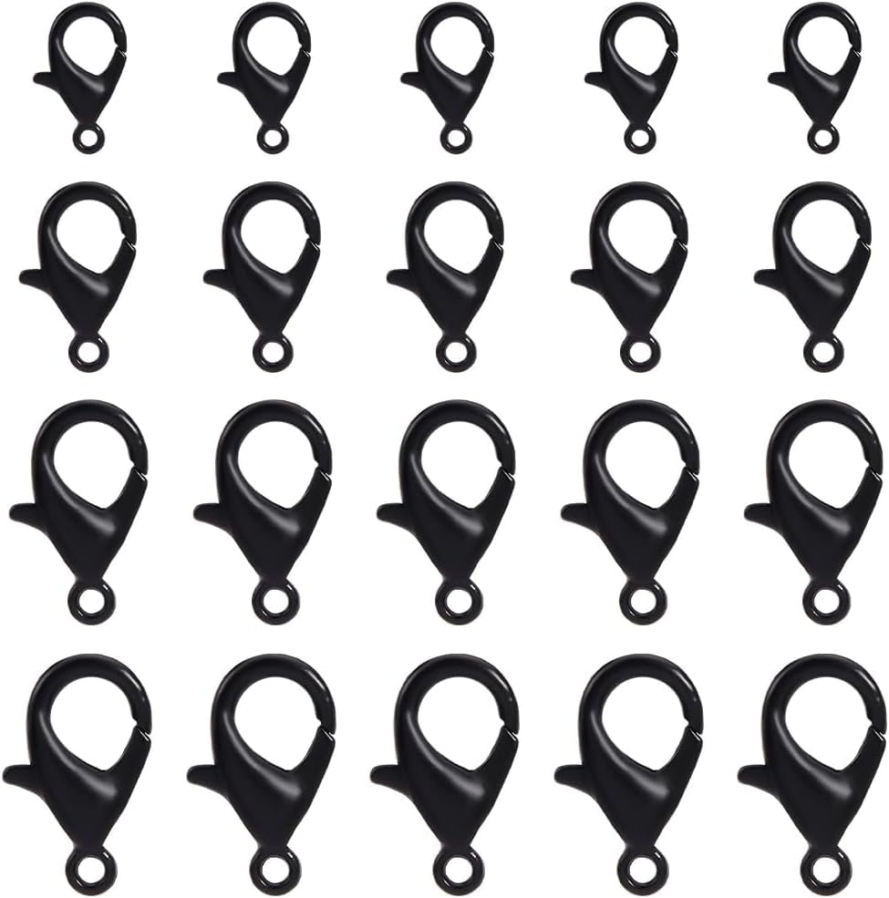 1 Box 320Pcs 4 Sizes Lobster Claw Clasps Black Metal Jewelry Clasp Bulk ...