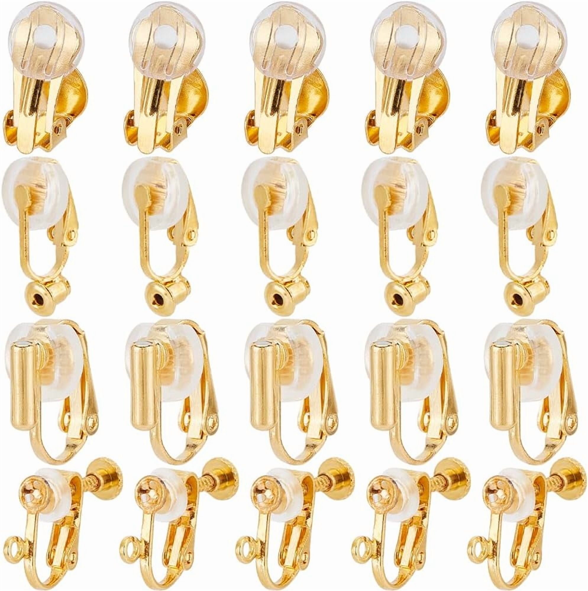 1 Box 32Pcs 4 Style Gold Earring Converter Clip on Earrings Findings ...