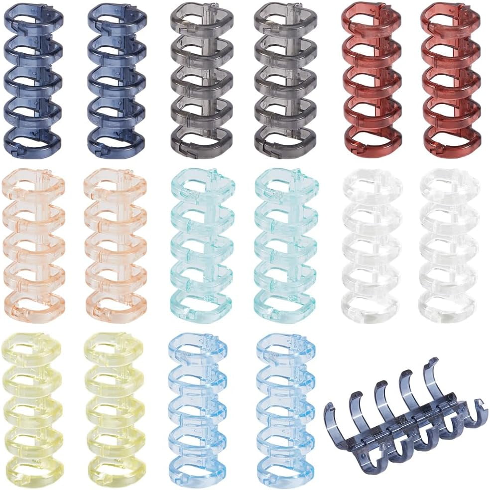 1 Box 32Pcs 8 Colors 5 Ring Plastic Loose Leaf Binder Rings Book Binding Spiral Rings Crystal ...