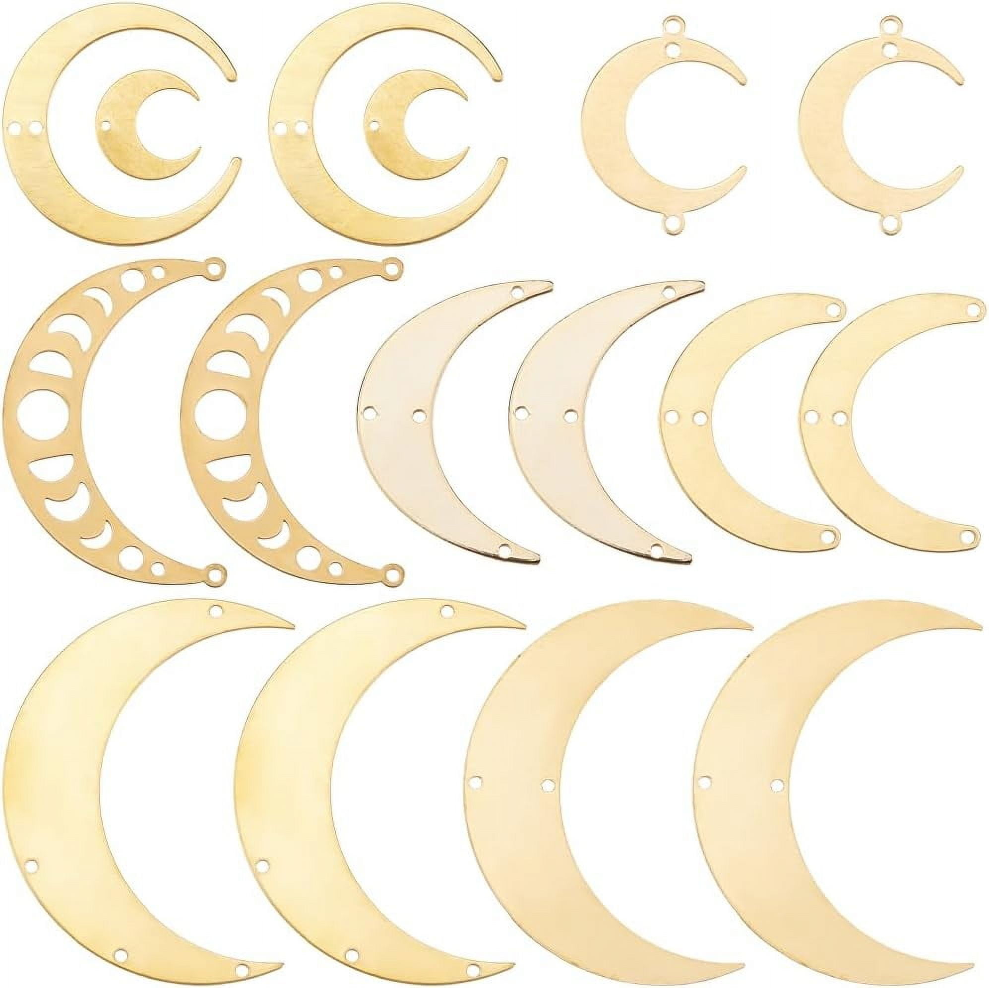 1 Box 32Pcs 8 Styles Crescent Moon Connector Charm Brass Connector ...