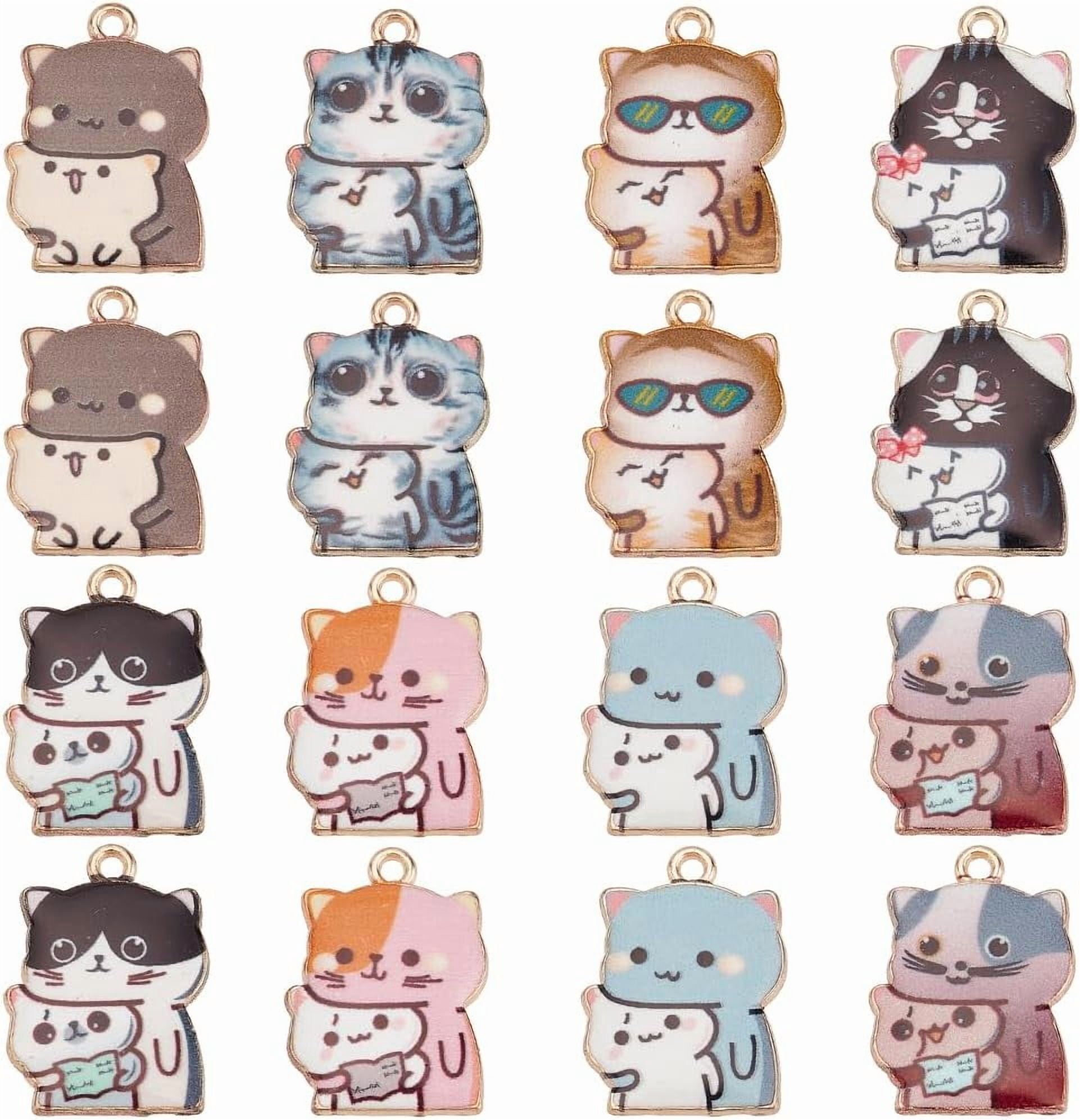 1 Box 32Pcs Cat Charms Bulk Cute Kitty Charms Alloy Enamel Small Animal ...