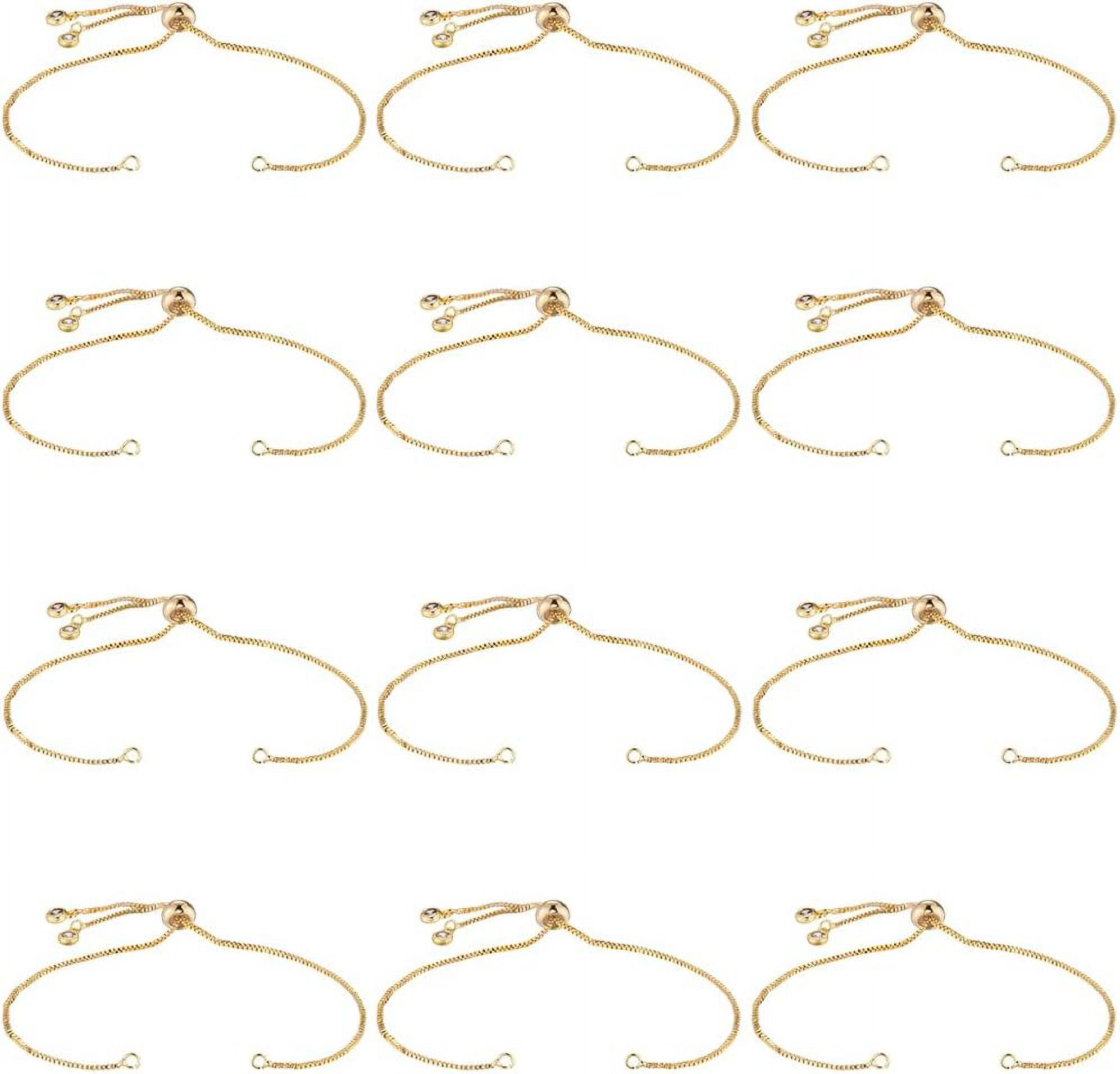 1 Box 32Pcs Slider Chain Bracelet Adjustable Slider Chain Gold Extender ...
