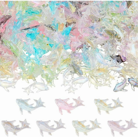 1 Box 350Pcs 7 Colors Fish Resin Charms Summer Cabochons Dolphin ...