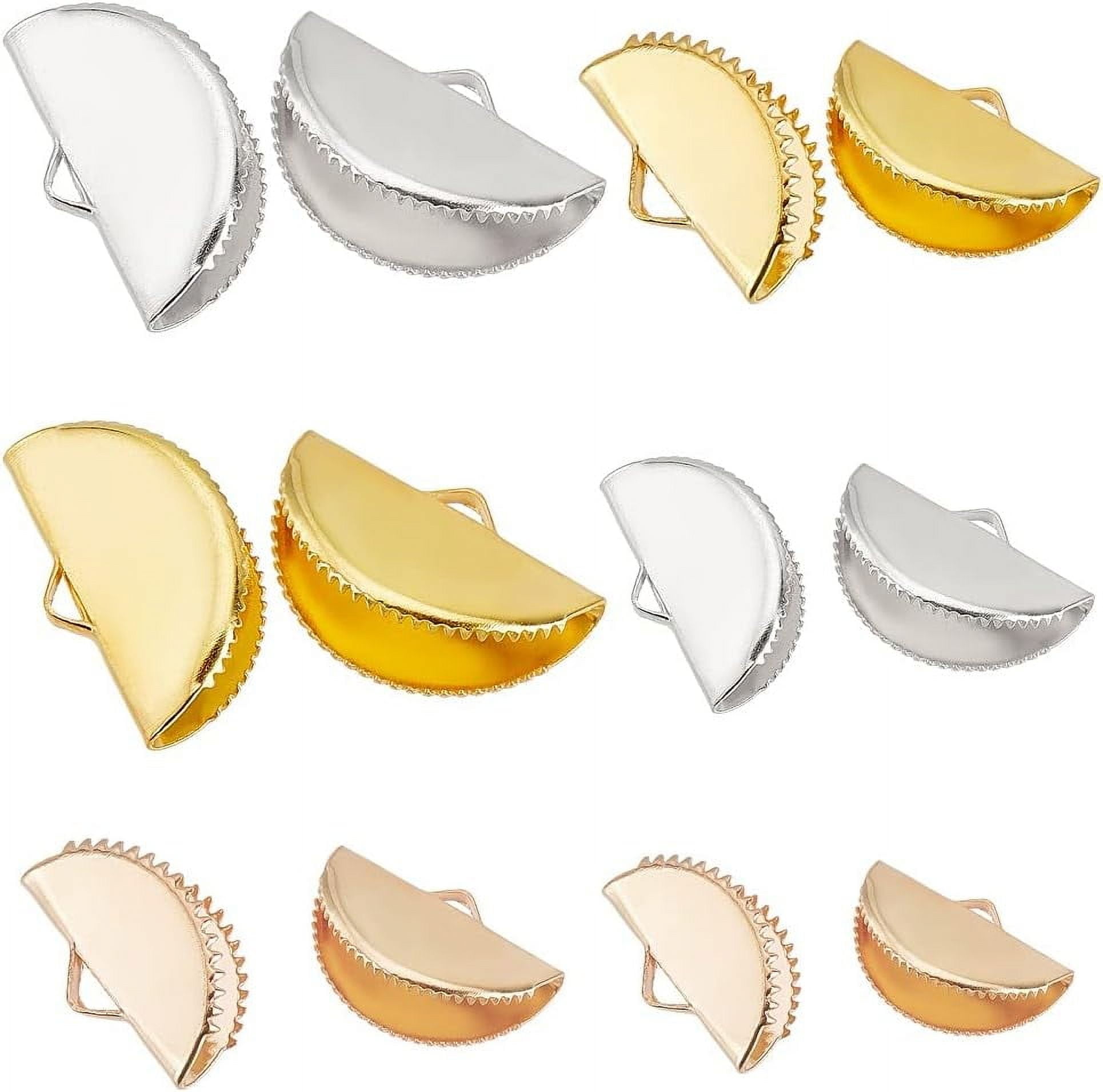1 Box 350Pcs Ribbon Crimp Clamp Ends Iron Folding Crimps End Half Round ...