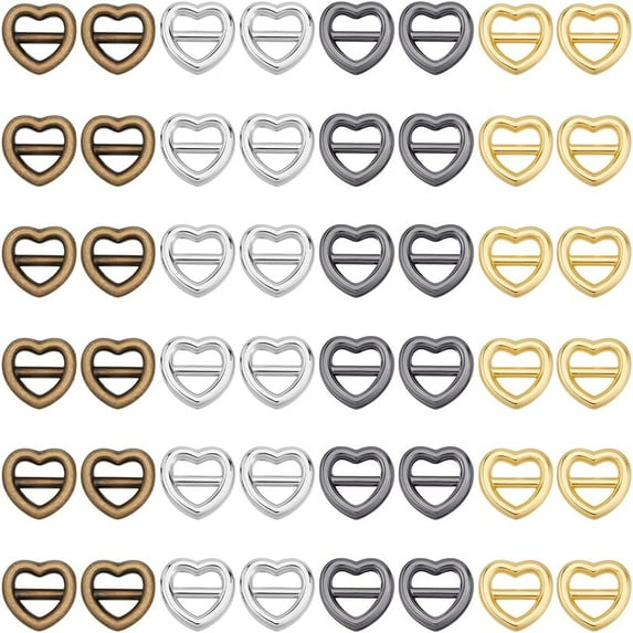 1 Box 360Pcs 4 Colors Heart Shaped Buckle 6mm/0.24 Inch Mini Tiny Metal ...