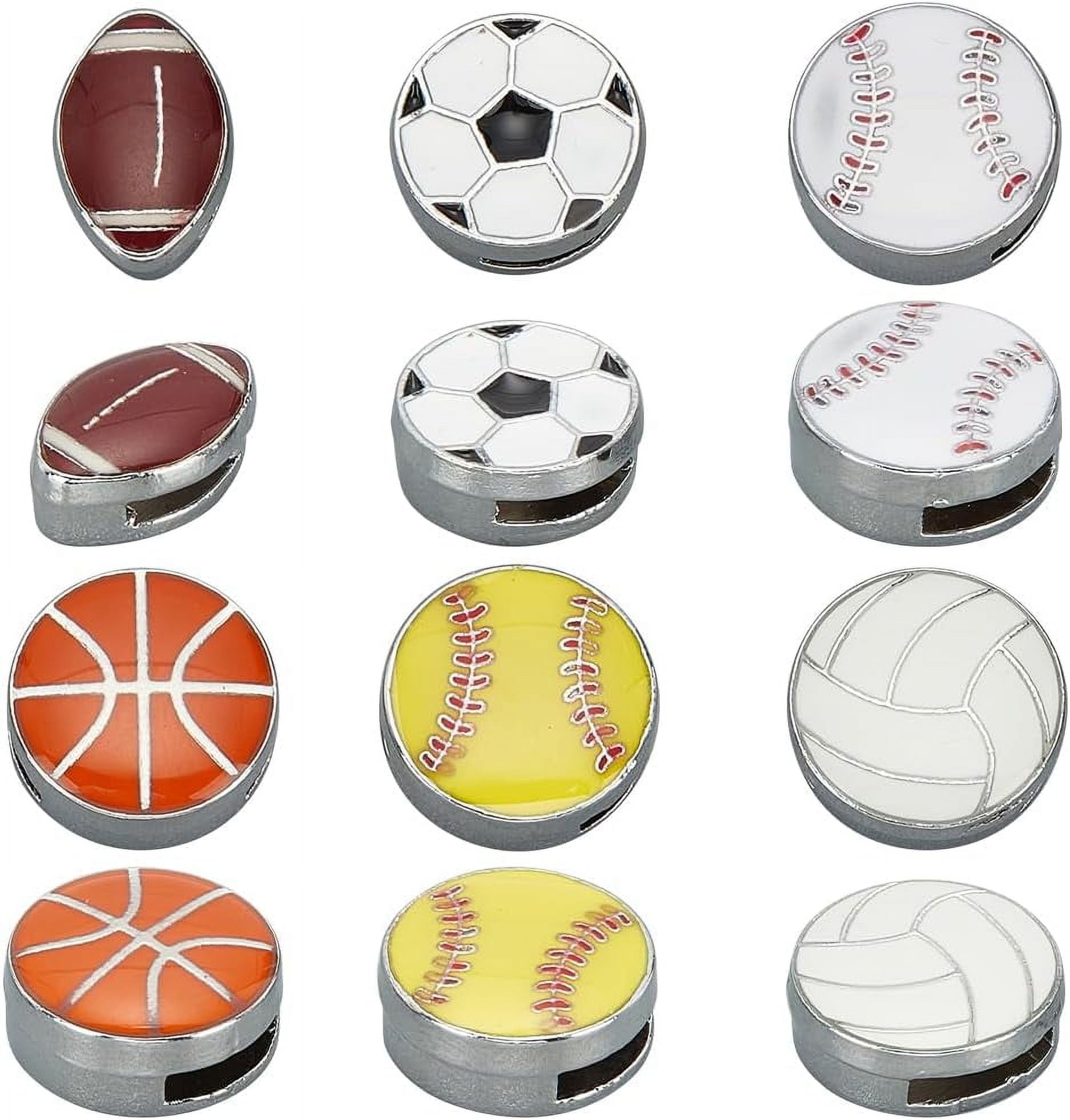 1 Box 36Pcs 6 Styles Enamel Slide Charm Metal Sports Ball Charms Bulk ...
