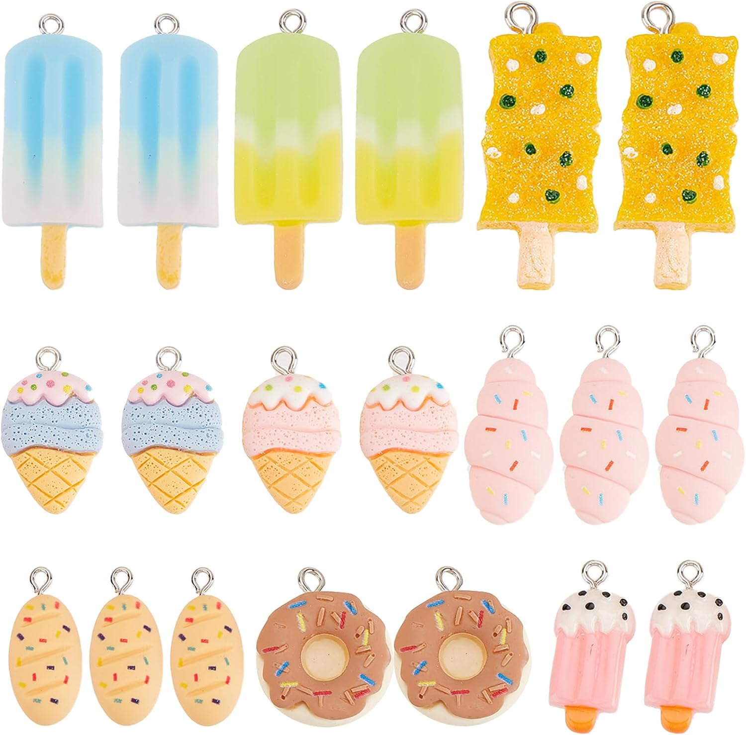 1 Box 36Pcs 9 Styles Sweet Resin Charms Dessert Charms Bulk Donut Ice ...