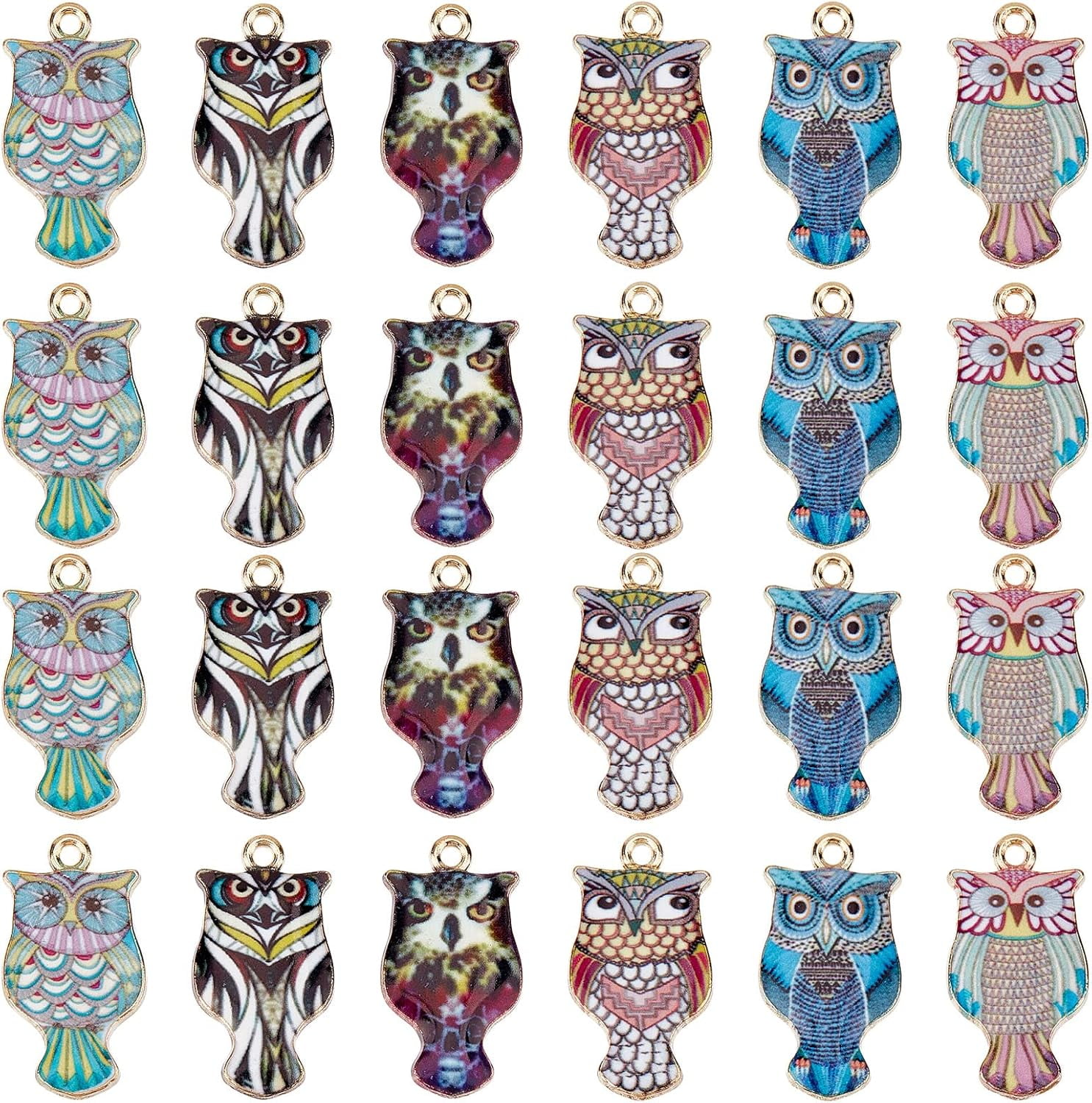1 Box 36Pcs Owl Charms Owls Charms Halloween Owl Enamel Charms Colorful ...