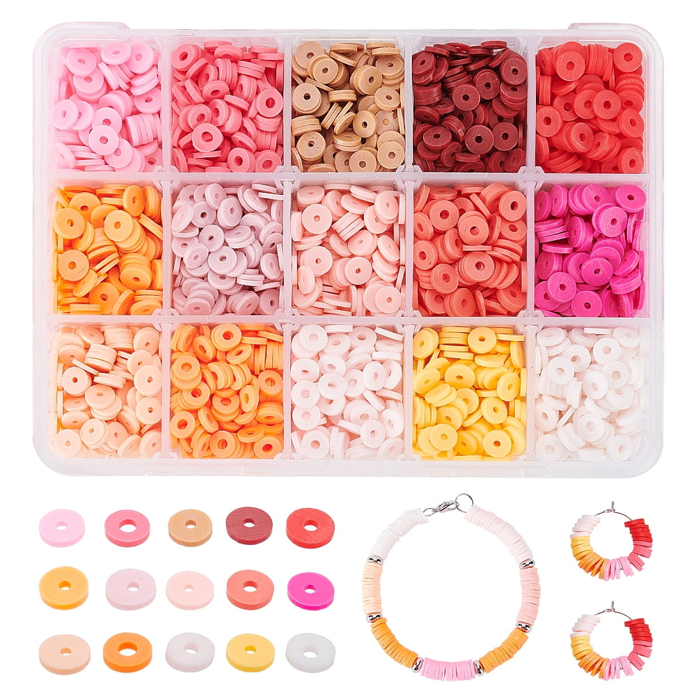 1 Box 3750Pcs 15 Colors Flat Round Handmade Polymer Clay Beads Disc ...