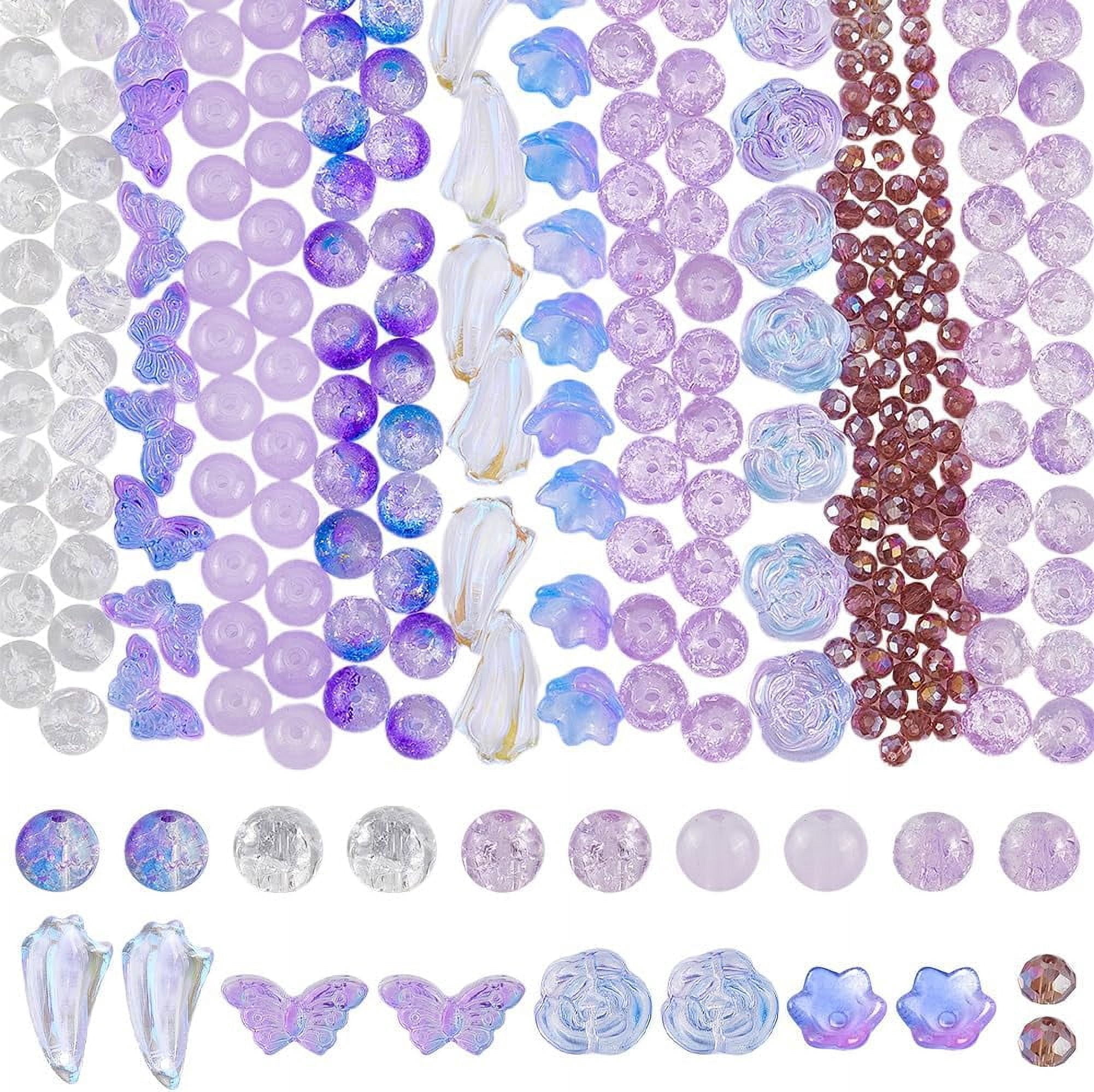 1 Box 390pcs Purple Glass Beads Multi Shaped Glass Beads Candy Color ...