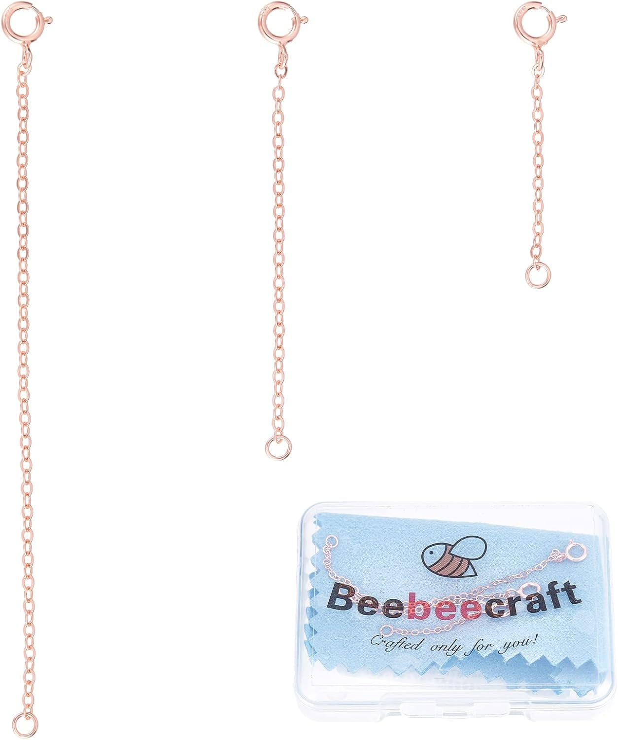 1 Box 3Pcs 3 Size 925 Sterling Silver Necklace Extenders Bracelet ...