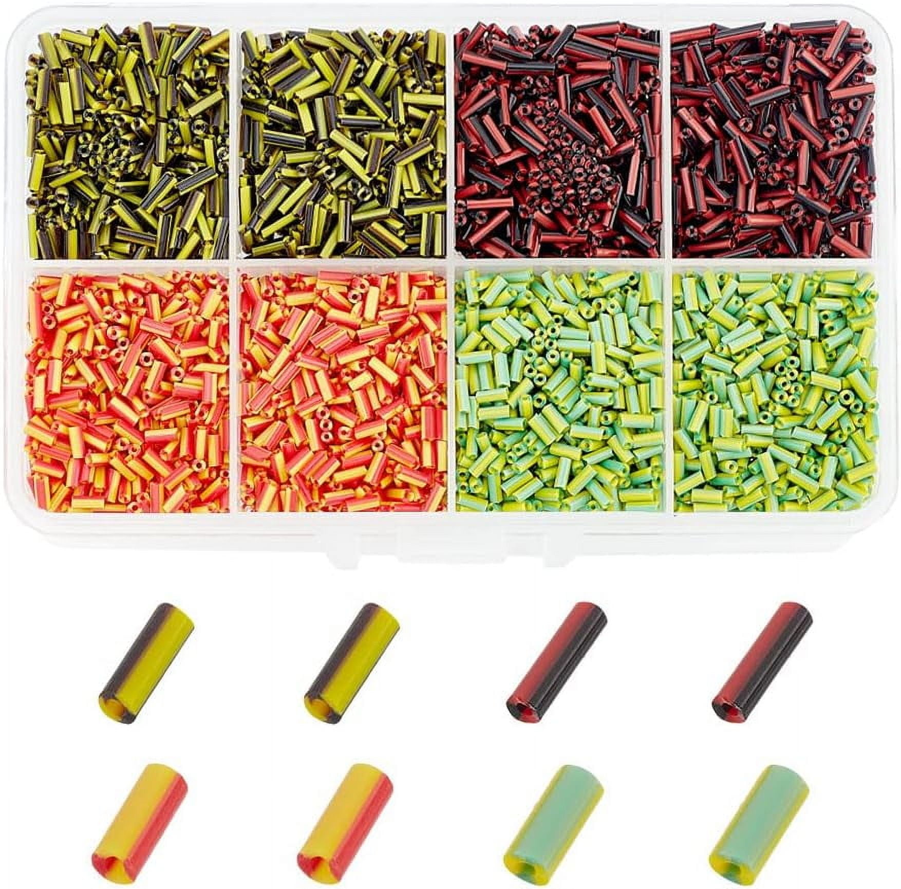 1 Box 4 Colors Opaque Colours Two Tone Bugle Beads Round Mixed Color 4 ...