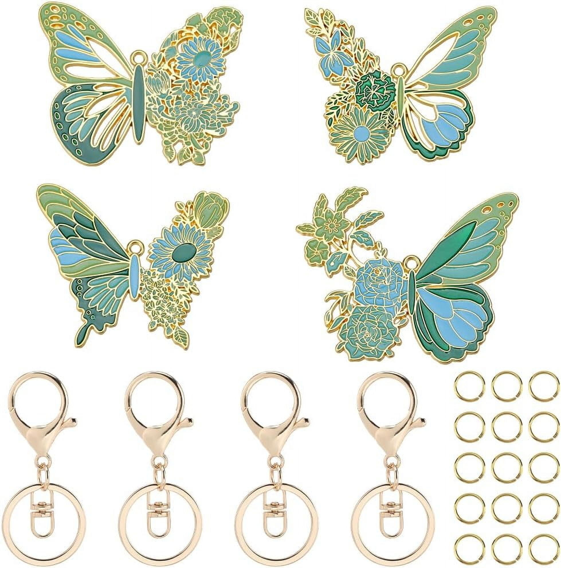 1 Box 4 Pack Cute Butterfly Keychains Bulk Alloy Enamel Butterfly Key ...