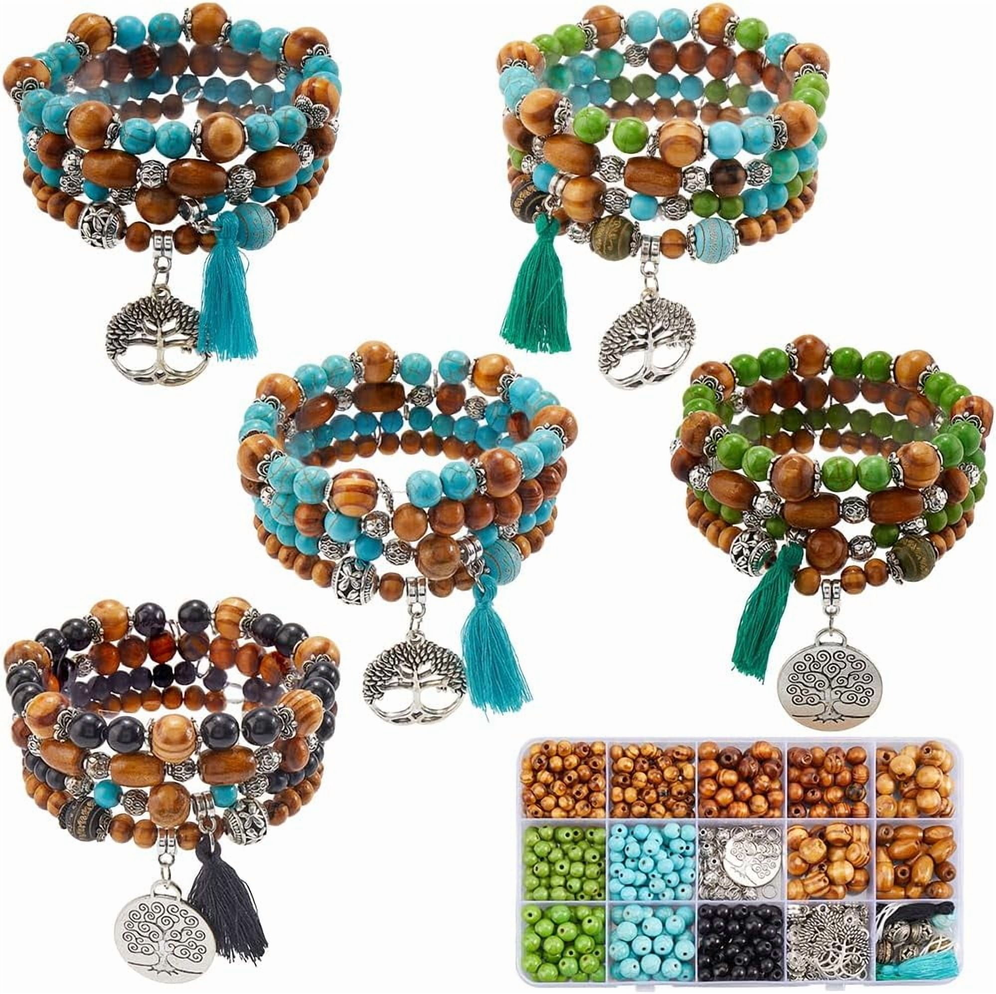1 Box 4 Sets Bracelet Making Kit Tree of Life Charms Tree Charm Multi ...