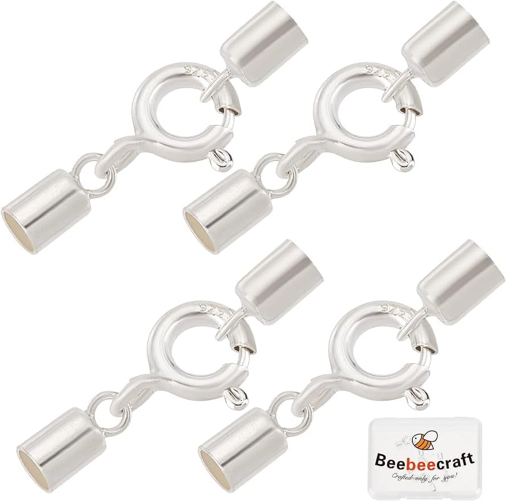 1 Box 4 Sets Cord End Caps 925 Sterling Silver Glue-in Fasteners with ...
