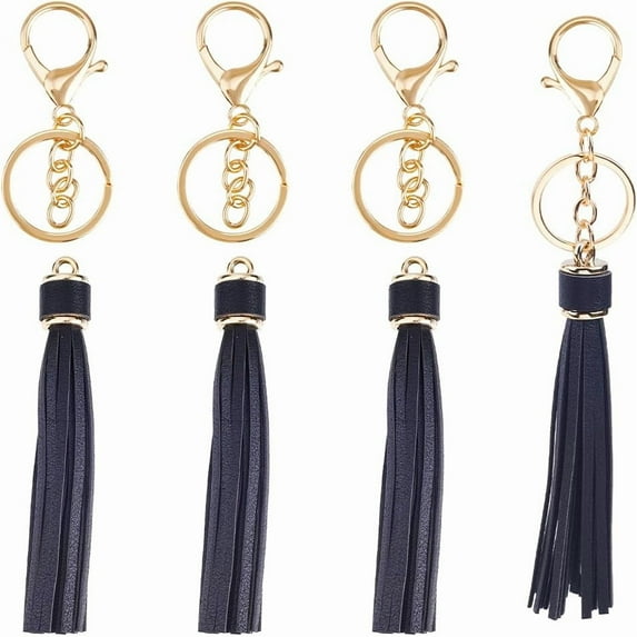 1 Box 4 Sets DIY Key Chain Tassel Kit Tassel Keychain Charms PU ...