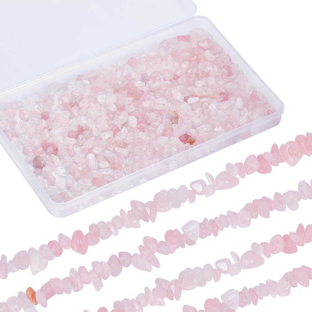 1 Box 4 Strands Rose Quartz Chip Beads Rose Quartz Chips Bulk Chip ...