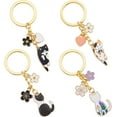 1 Box 4 Styles Cat Keychain Bulk Kitty Key Chains Cute Fun Cartoon Lazy ...