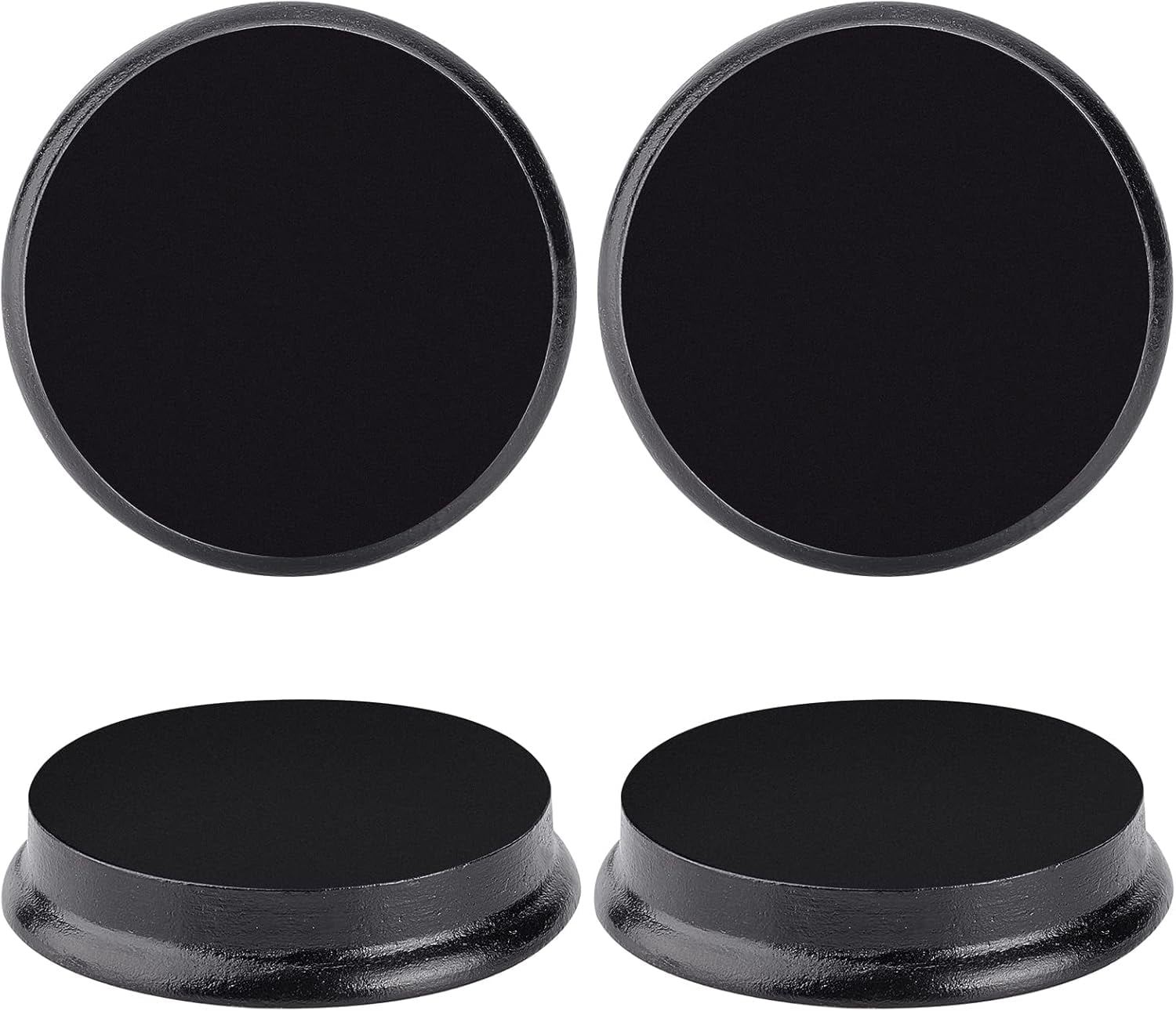 1 Box 4 pcs Round Model Wood Bases 2.52x0.47inch Black Lacquer Surface ...